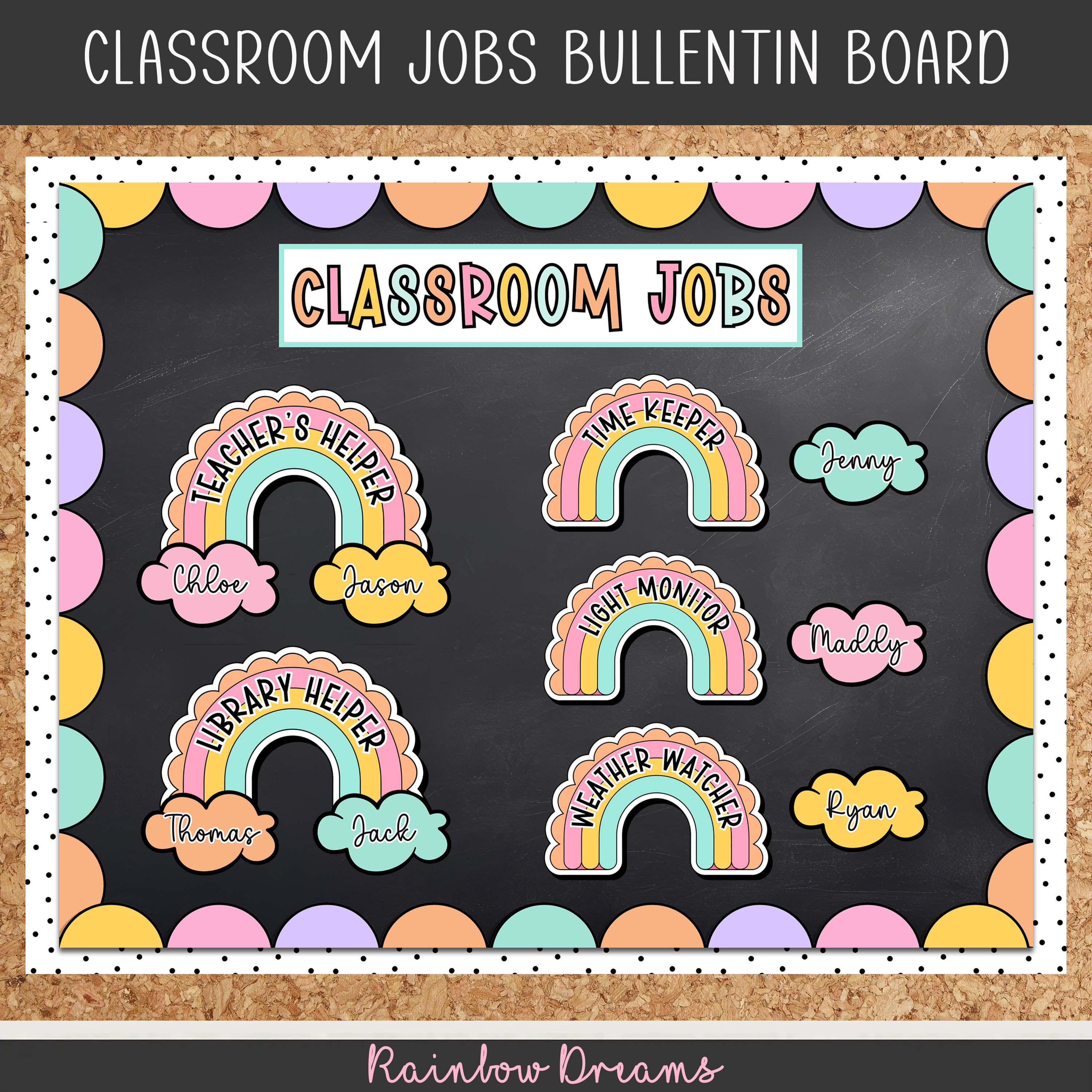 Editable Rainbow Classroom Job Display: Teacher Management Templates ...