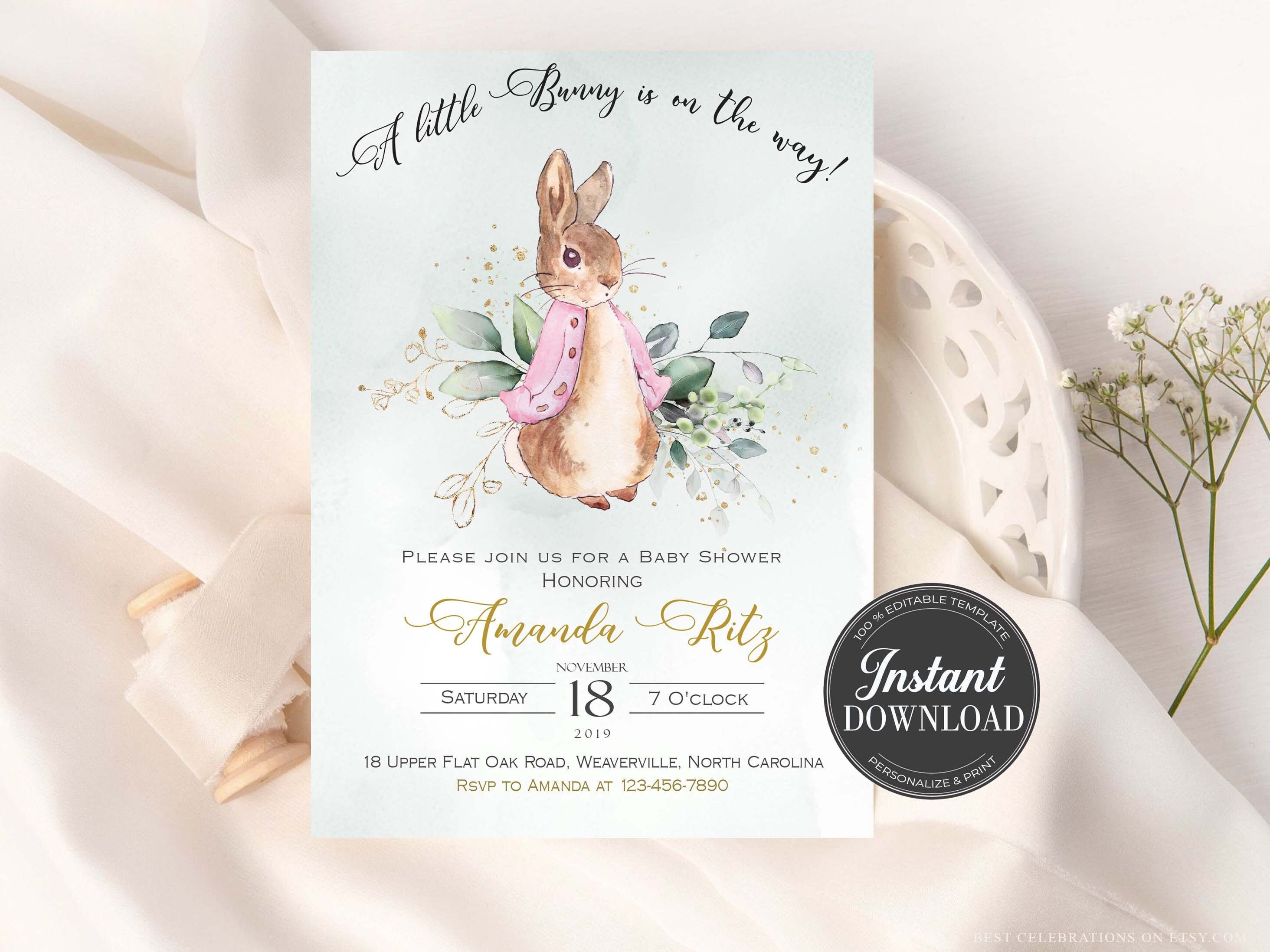 Peter Rabbit Baby Shower Invitation Peter Rabbit Invitation - Etsy