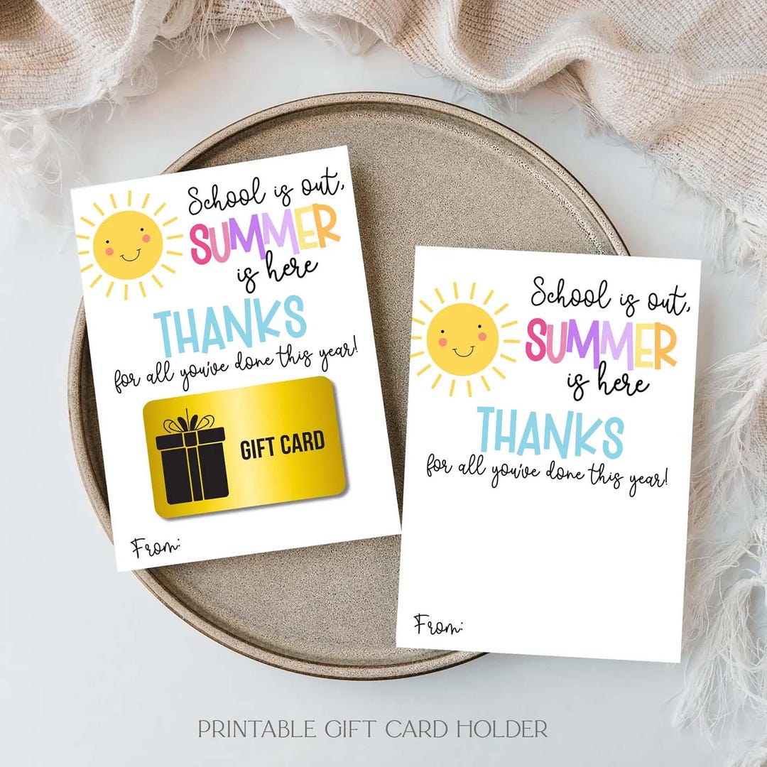 End of Year Teacher Gift Card Holder Printable Teacher Appreciation ...