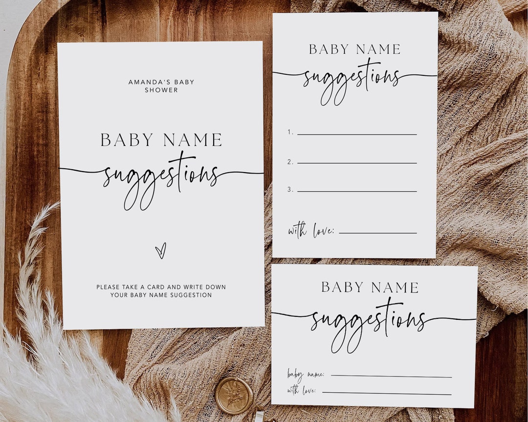 Baby Name Suggestions, Baby Name Ideas Game, Minimalist Baby Shower ...