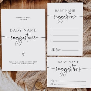 Baby Name Suggestions, Baby Name Ideas Game, Minimalist Baby Shower ...