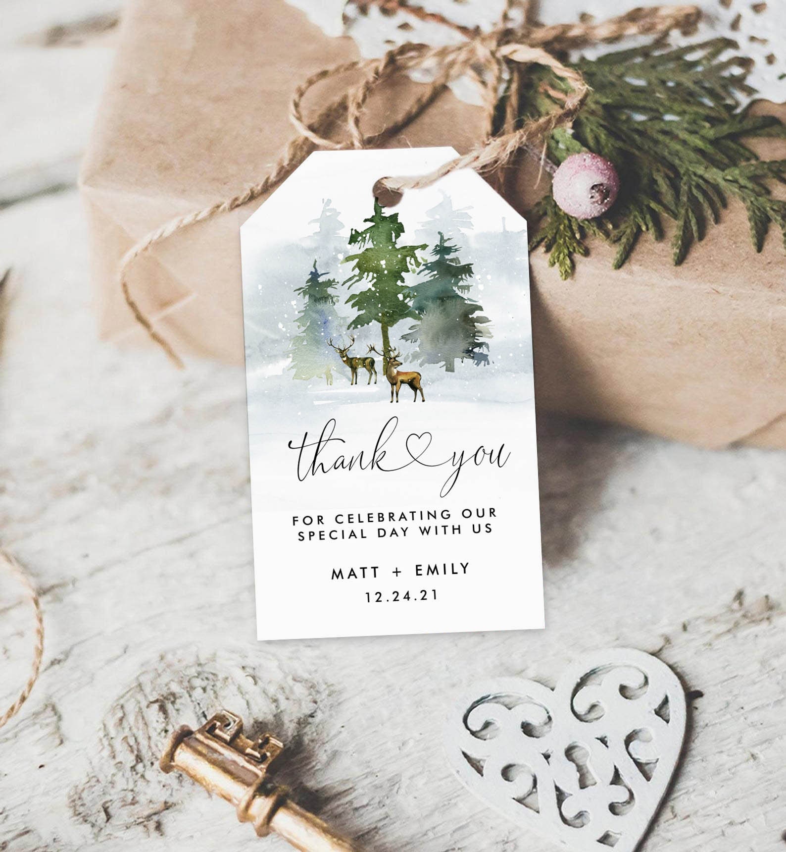 Editable Winter Favor Tag Winter Thank You Card Christmas | Etsy