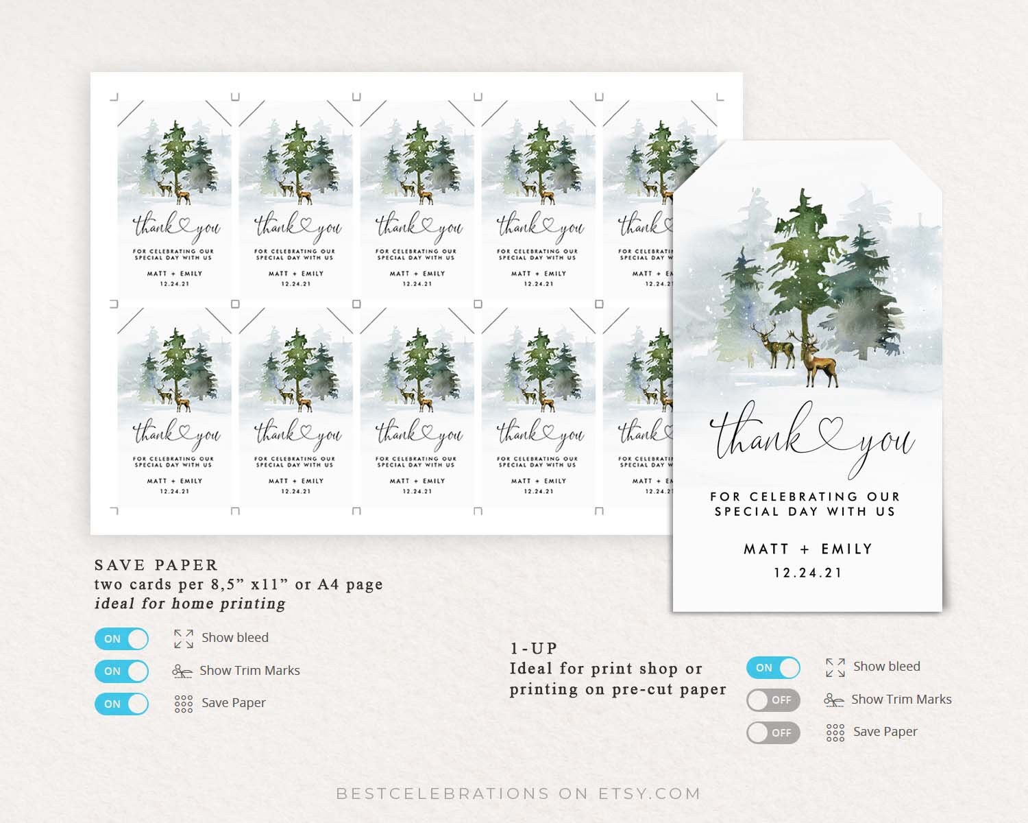 Editable Winter Favor Tag Winter Thank You Card Christmas | Etsy