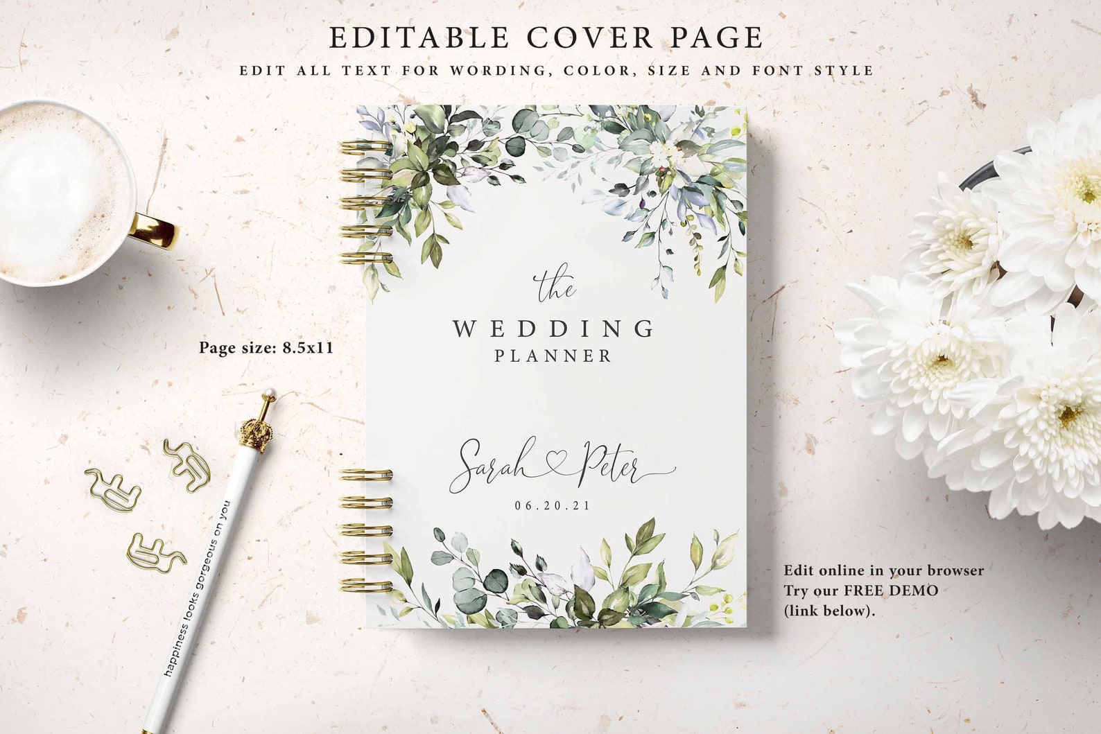 Wedding Planner Printable Editable Cover Editable Wedding - Etsy