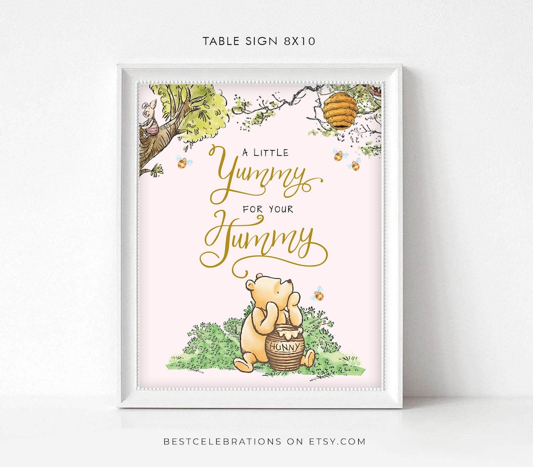 Winnie the Pooh Party Sign: Yummy Tummy Printable (8x10 Jpeg and PDF ...