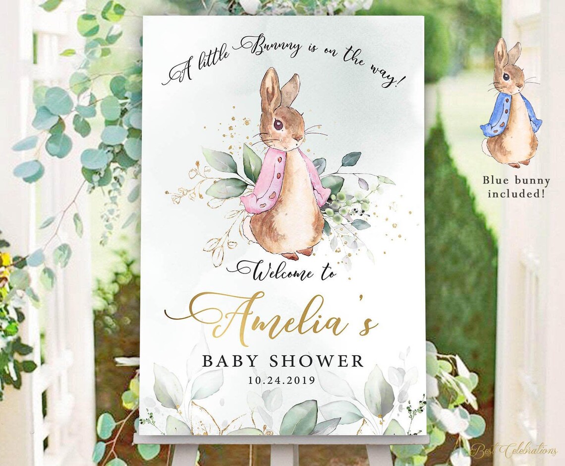 Peter Rabbit Baby Shower Welcome Sign Editable Baby Shower - Etsy