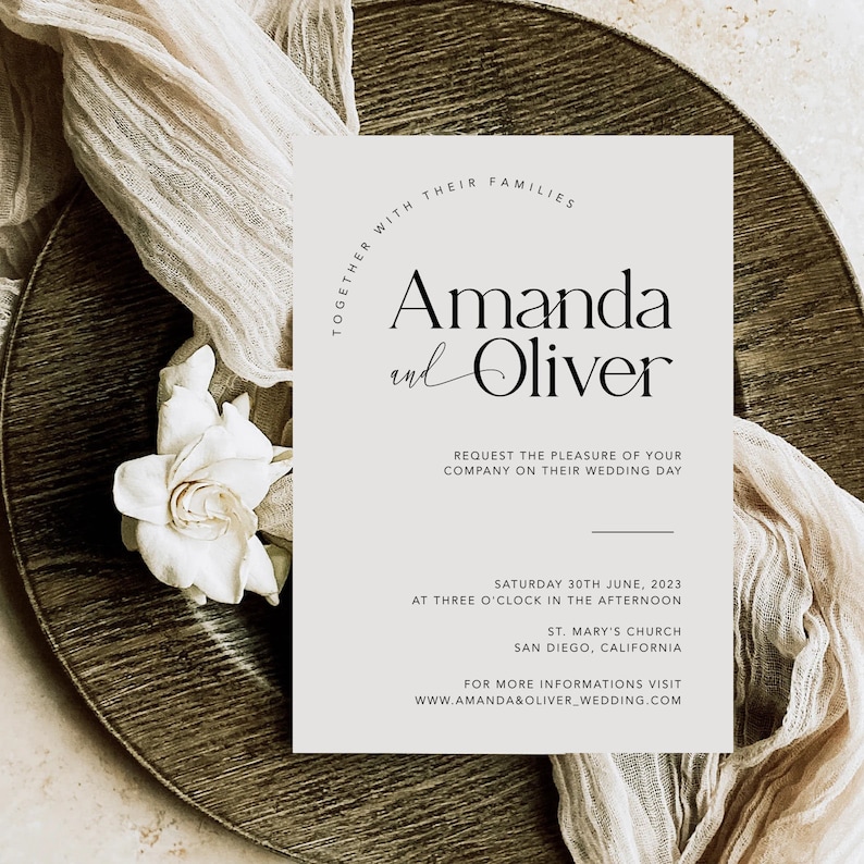Minimal Wedding Invitation Card Printable Wedding Invitation - Etsy