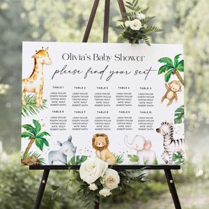 Safari Baby Shower Seating Chart: Jungle Animals, Editable Template - Etsy