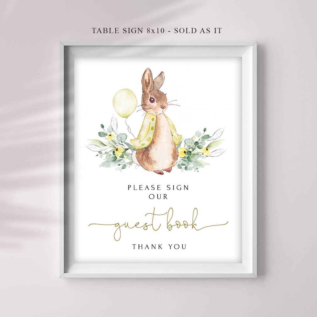 Peter Rabbit Guest Book Table Sign , Gender Neutral Sign , Party Sign ...