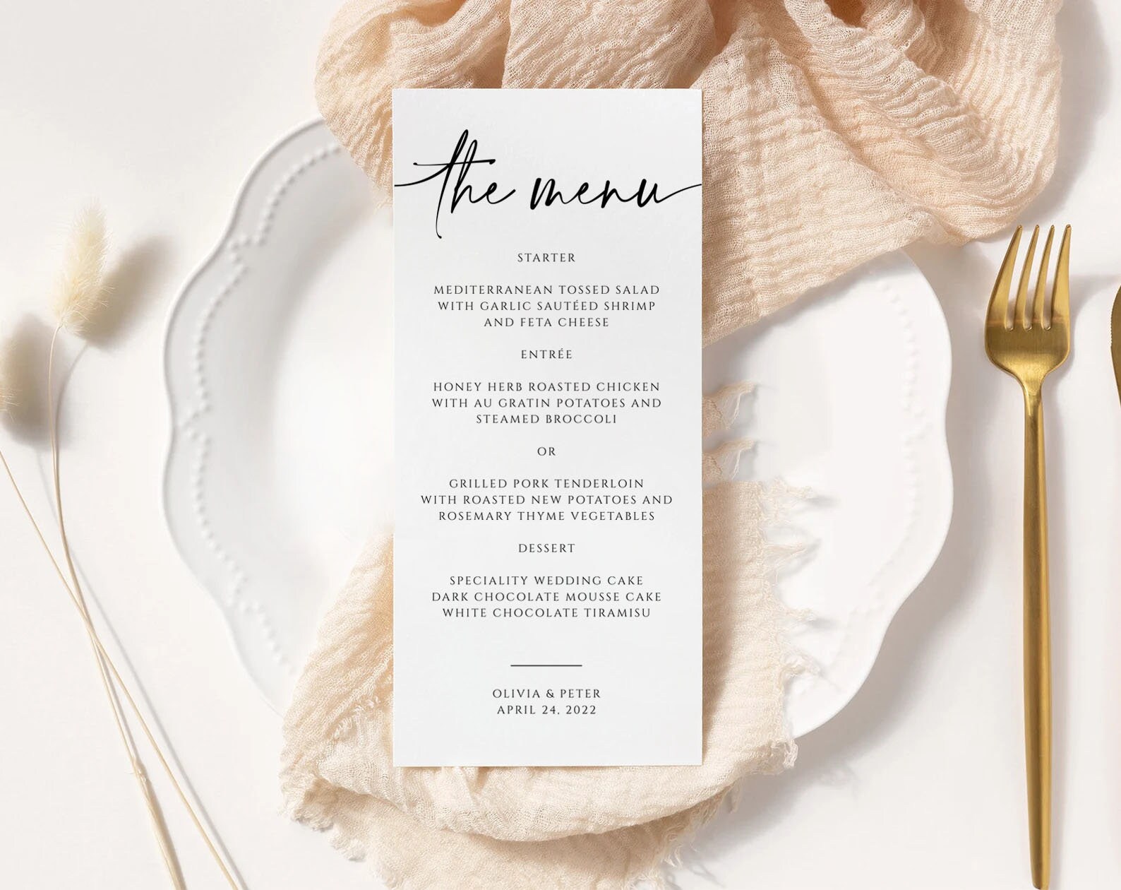 Modern Minimalist Wedding Menu Template Let's Eat | Etsy