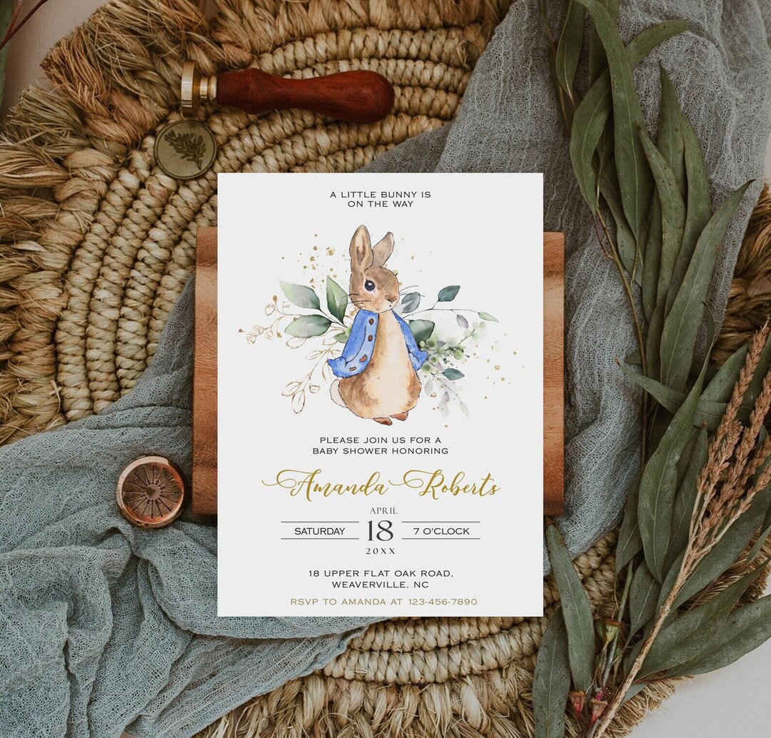 Peter Rabbit Baby Shower Invitation, Peter Rabbit Invitation, Baby ...