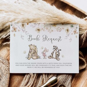 Winnie the Pooh Book Request Card: Baby Shower (digital Download) WTPG ...