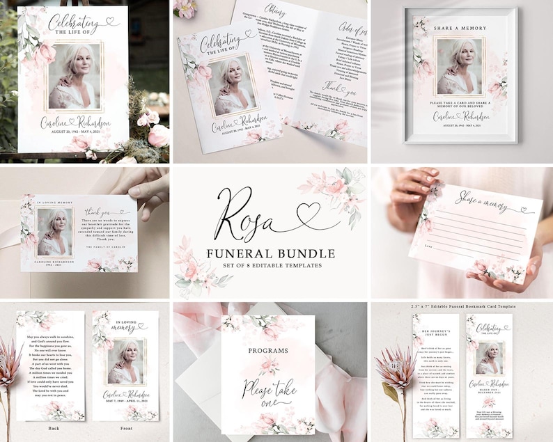 Editable Funeral BUNDLE Set Memorial Package Celebration of - Etsy