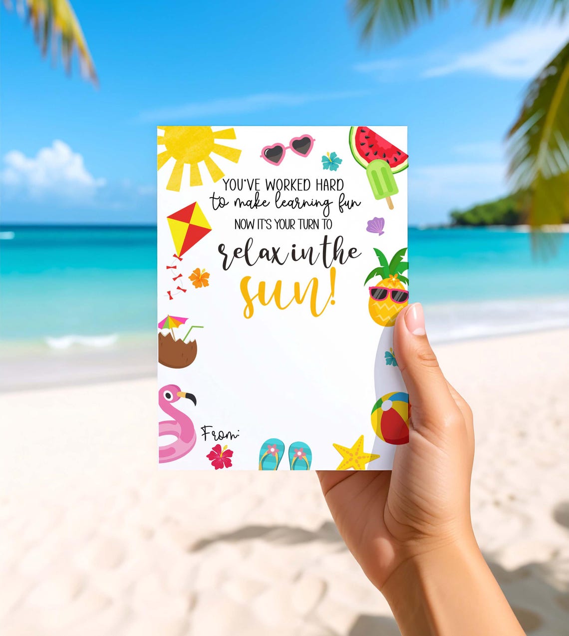 Summer Teacher Appreciation Gift Card Holder: Relax in the Sun (digital ...