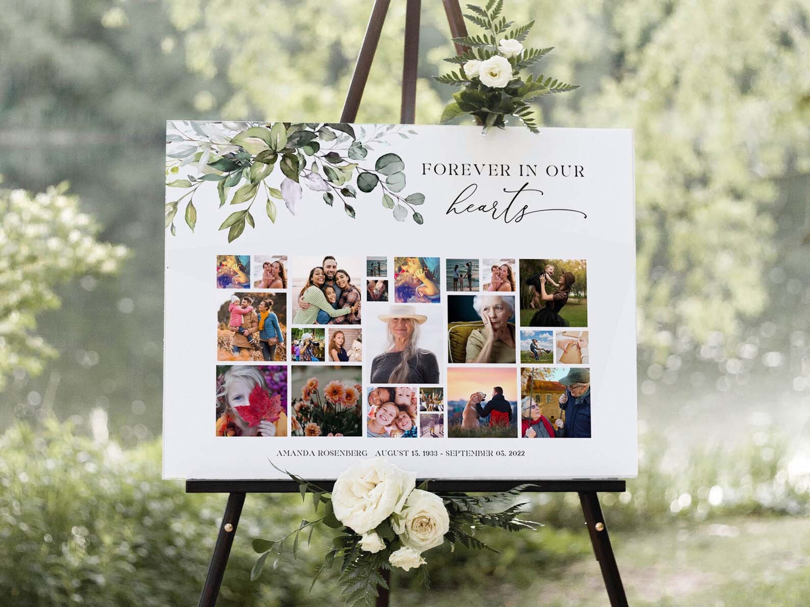 Greenery Funeral Photo Collage Template: Celebration of Life (CANVA ...