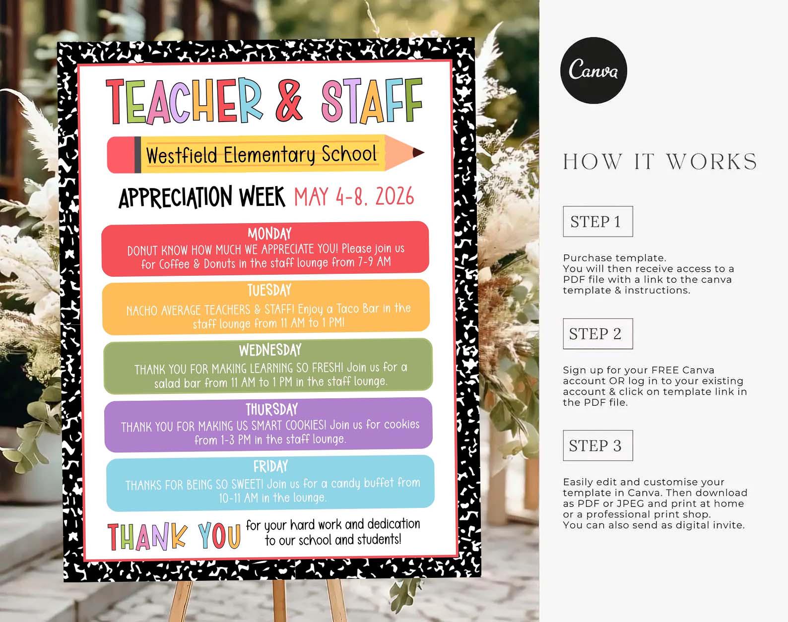Teacher Appreciation Flyer Template, Printable Teacher & Staff ...