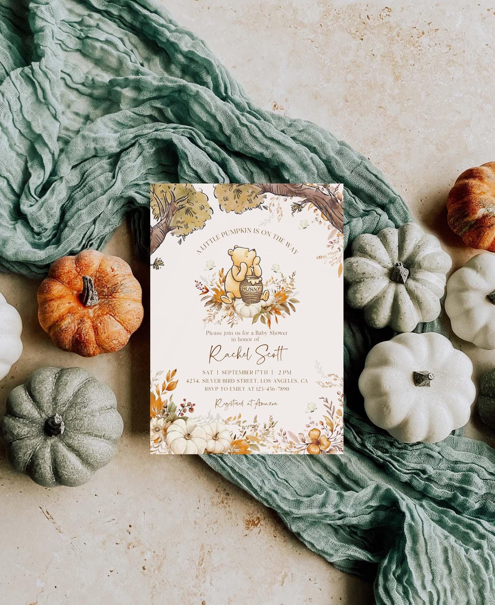 Fall Winnie the Pooh Invitation Bundle, A Little Pumpkin is on the Way ...