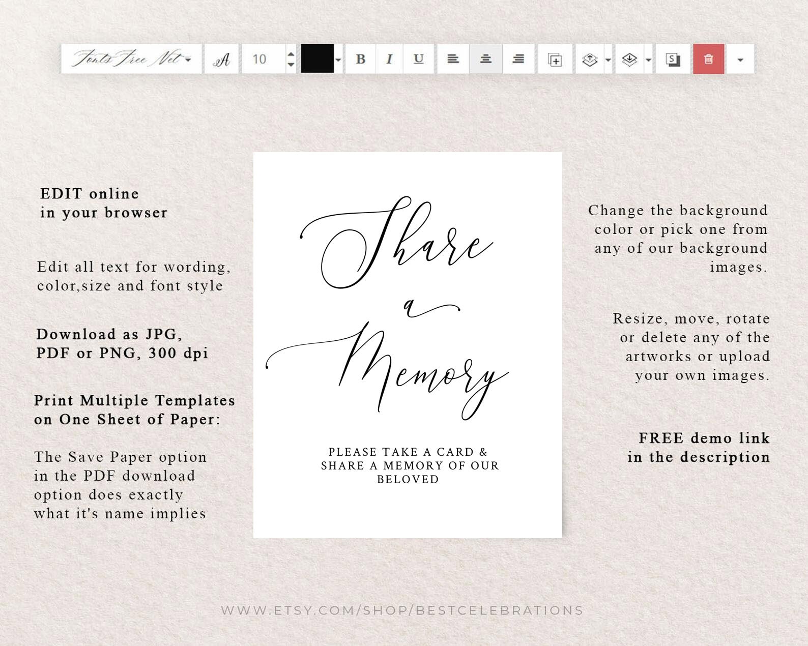 Funeral Share a Memory Sign & Cards, Photo Share A Memory Set Template ...