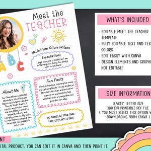 Editable Meet the Teacher Template: Back to School Teacher Intro (canva ...