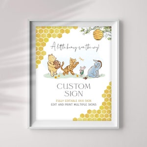 Classic Winnie the Pooh Editable Custom Sign Template, 8x10 Baby Shower ...