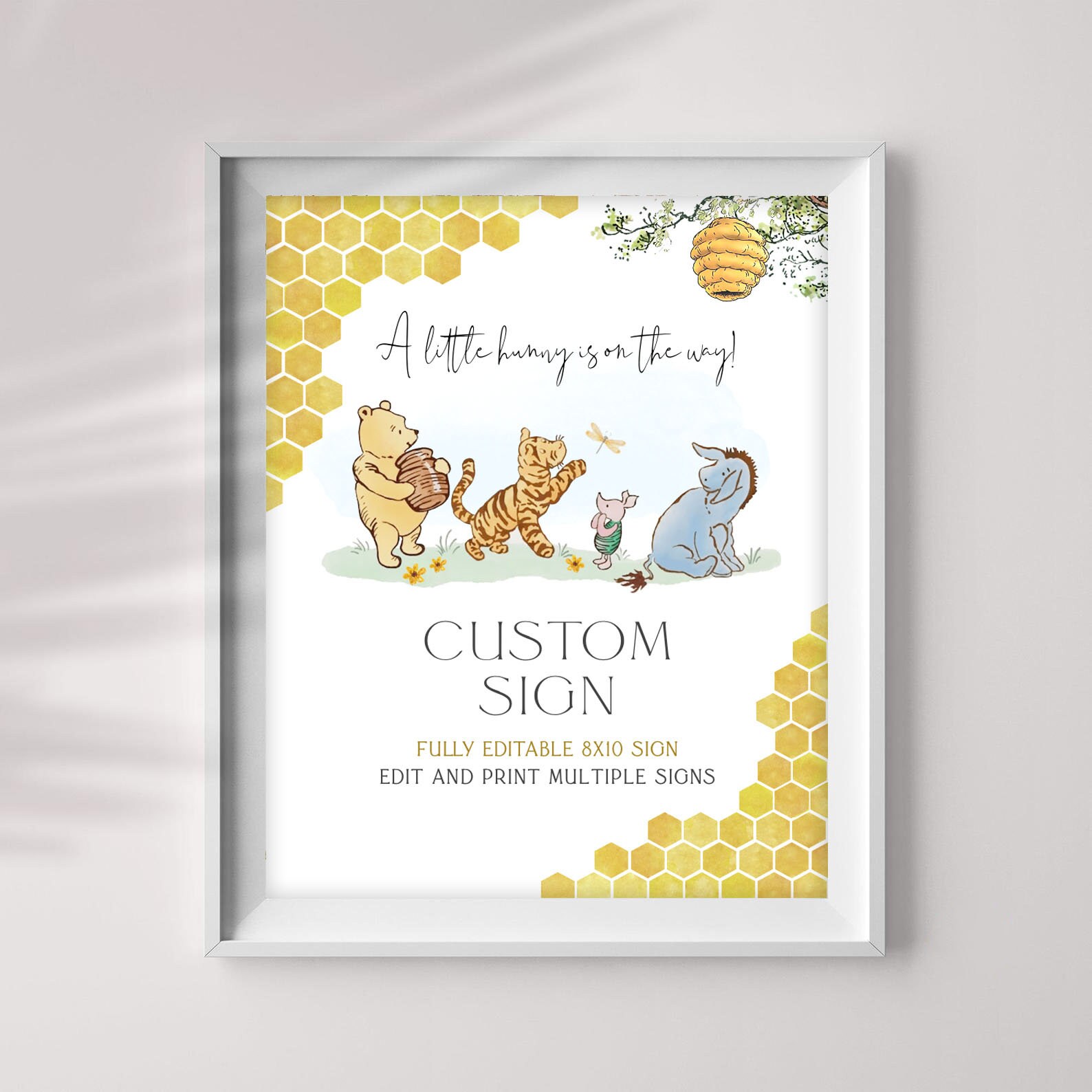 Classic Winnie the Pooh Editable Custom Sign Template 8x10 - Etsy