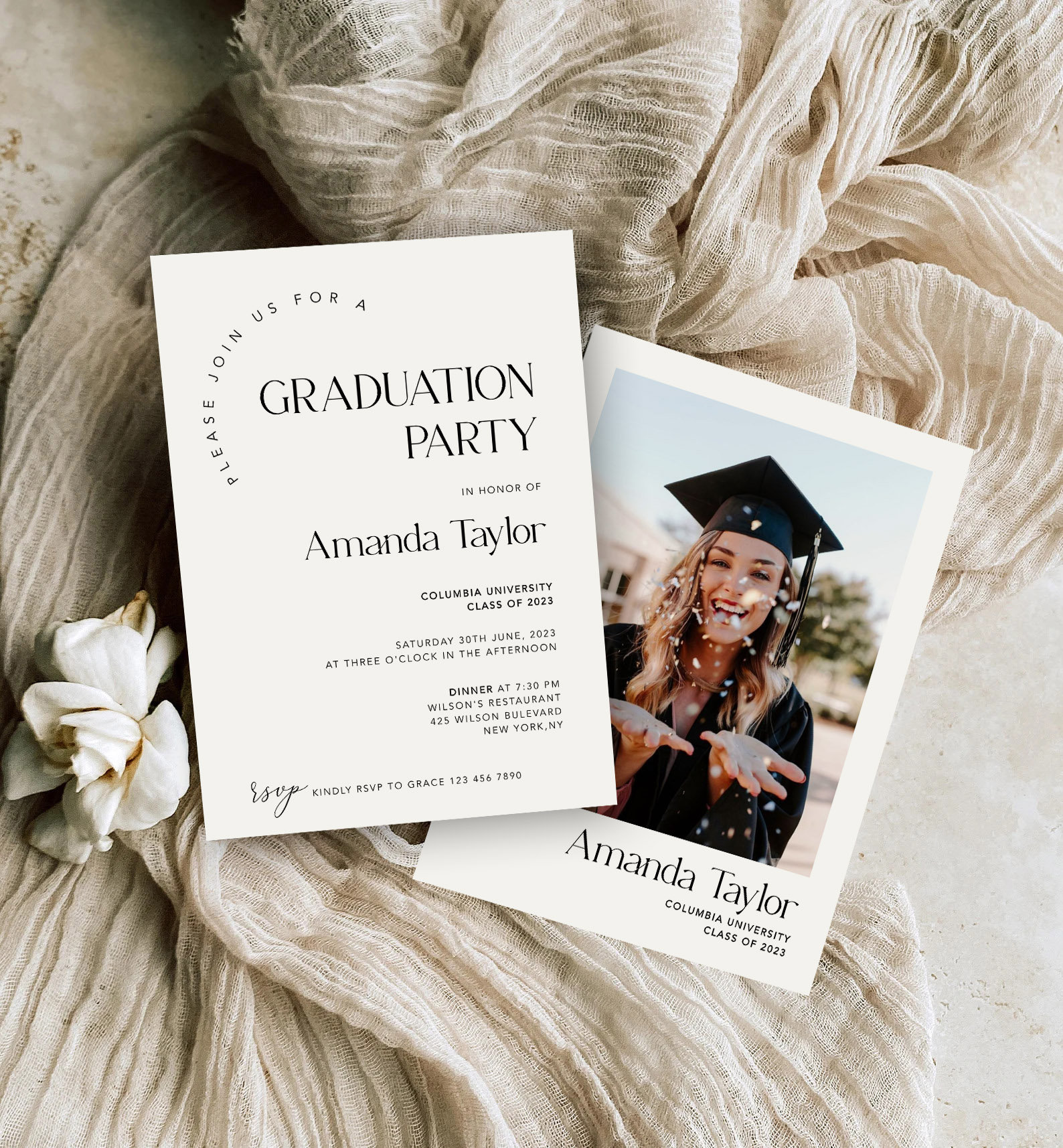Minimalist Graduation Invitation Template: Photo Invite & RSVP (digital ...