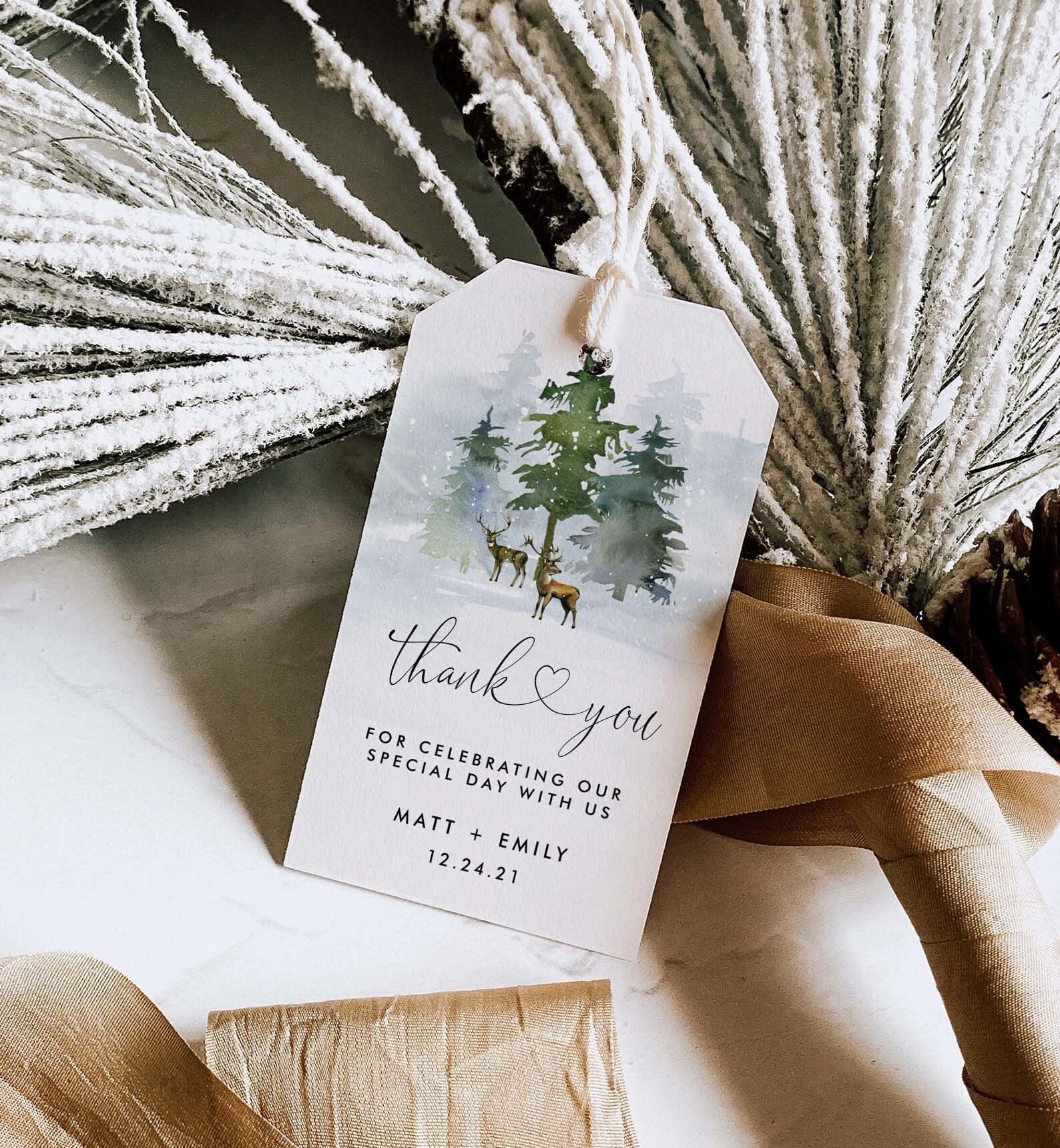 Editable Winter Favor Tag Winter Thank You Card Christmas | Etsy