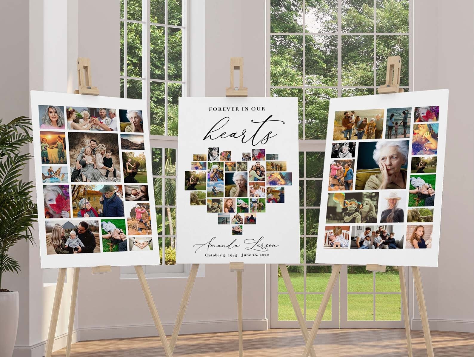 Funeral Heart Collage Templates Minimalist Funeral Photo - Etsy
