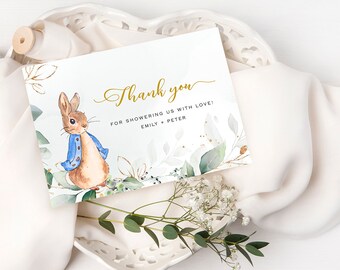 Blue Peter Rabbit Thank You Card Template, Peter Rabbit Printable ...