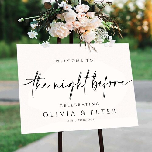 Rehearsal Dinner Welcome Sign Template Modern the Night - Etsy