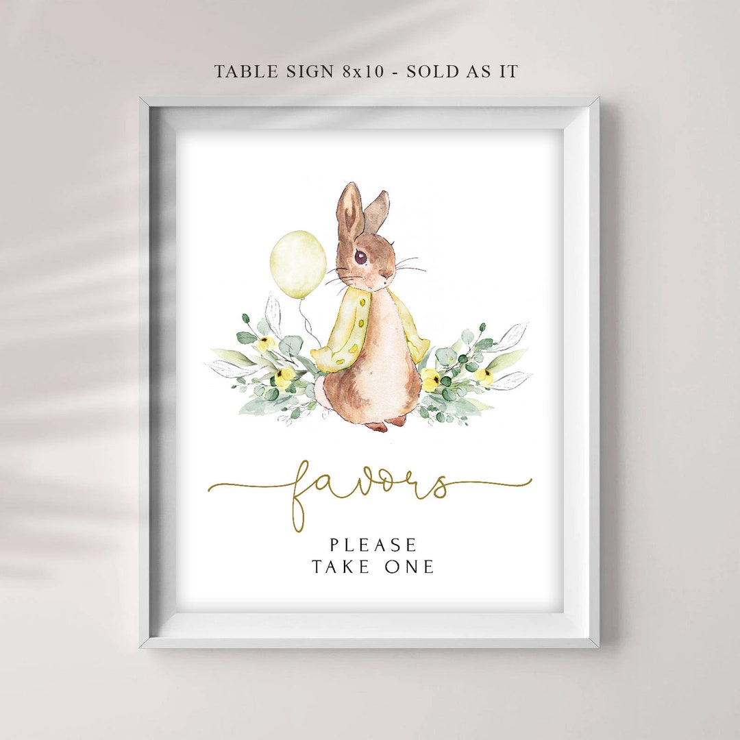 Peter Rabbit Favors Table Sign , Gender Neutral Sign , Party Sign ...