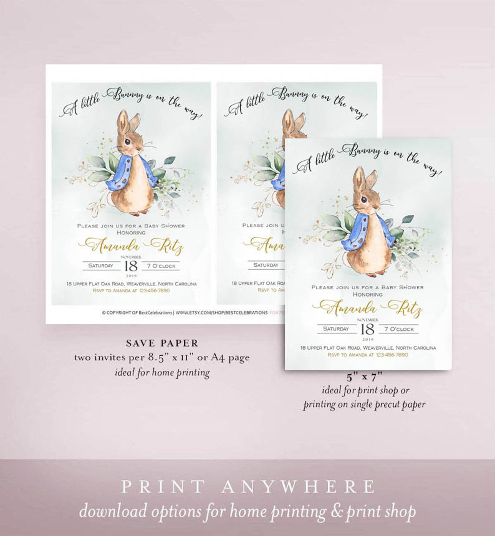Peter Rabbit Baby Shower Invitation Peter Rabbit Invitation - Etsy Canada