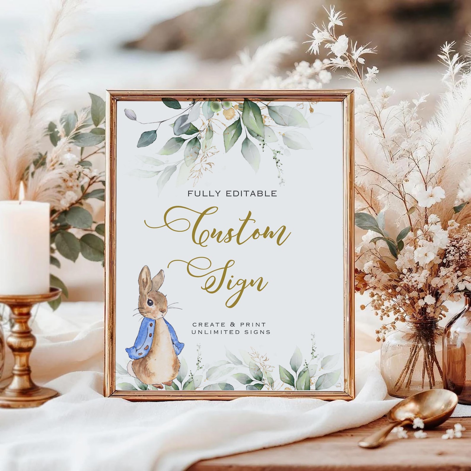 Peter Rabbit Custom Sign Blue Bunny Table Sign Create Any Sign ...