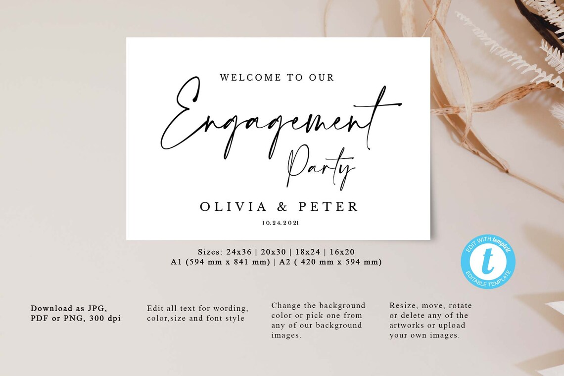 Editable Engagement Party Sign Printable Welcome to Our | Etsy