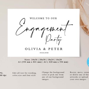 Editable Engagement Party Sign, Printable Welcome to Our Engagement ...