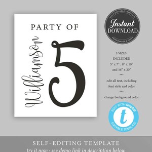 Family Party of Printable-family Sign-custom Family Print-party of 5 ...