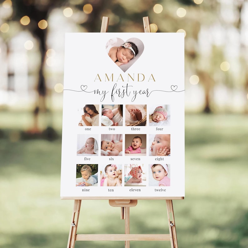 Baby's First Year Milestone Poster: Photo Collage Canva Template - Etsy