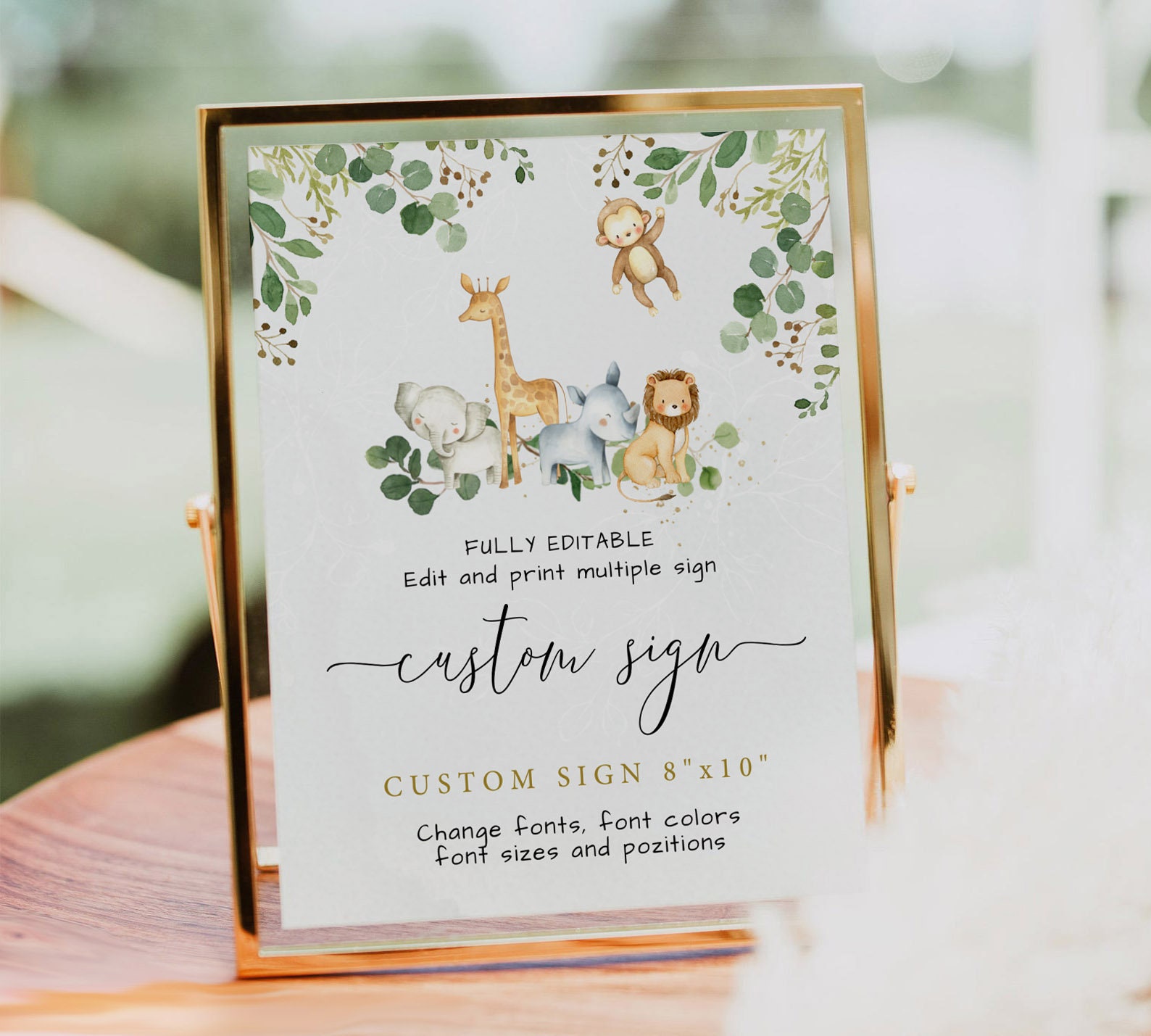 Safari Jungle Animals Editable Custom Sign Safari Sign | Etsy