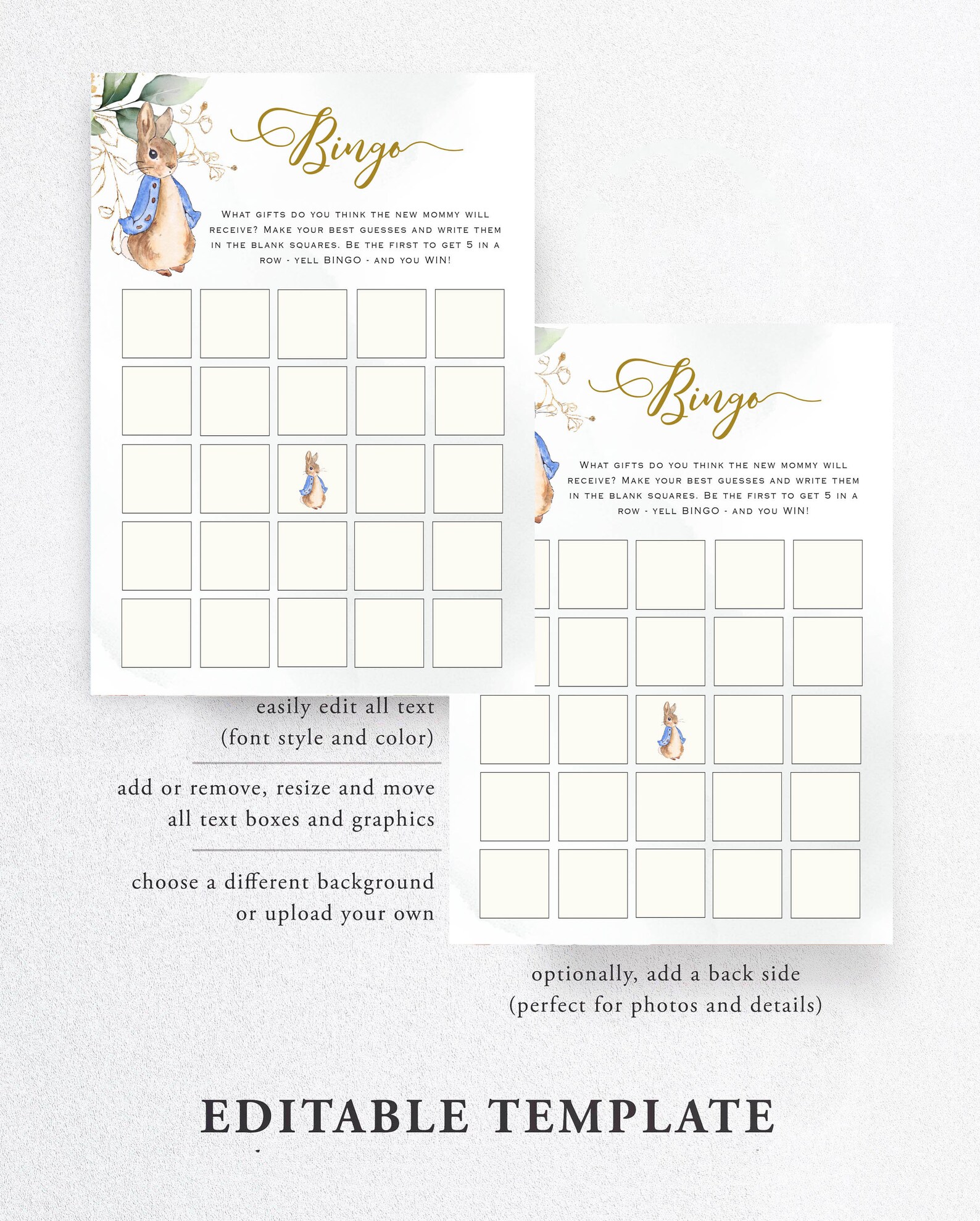 Peter Rabbit Baby Shower Game Baby Bingo Game Baby Shower - Etsy