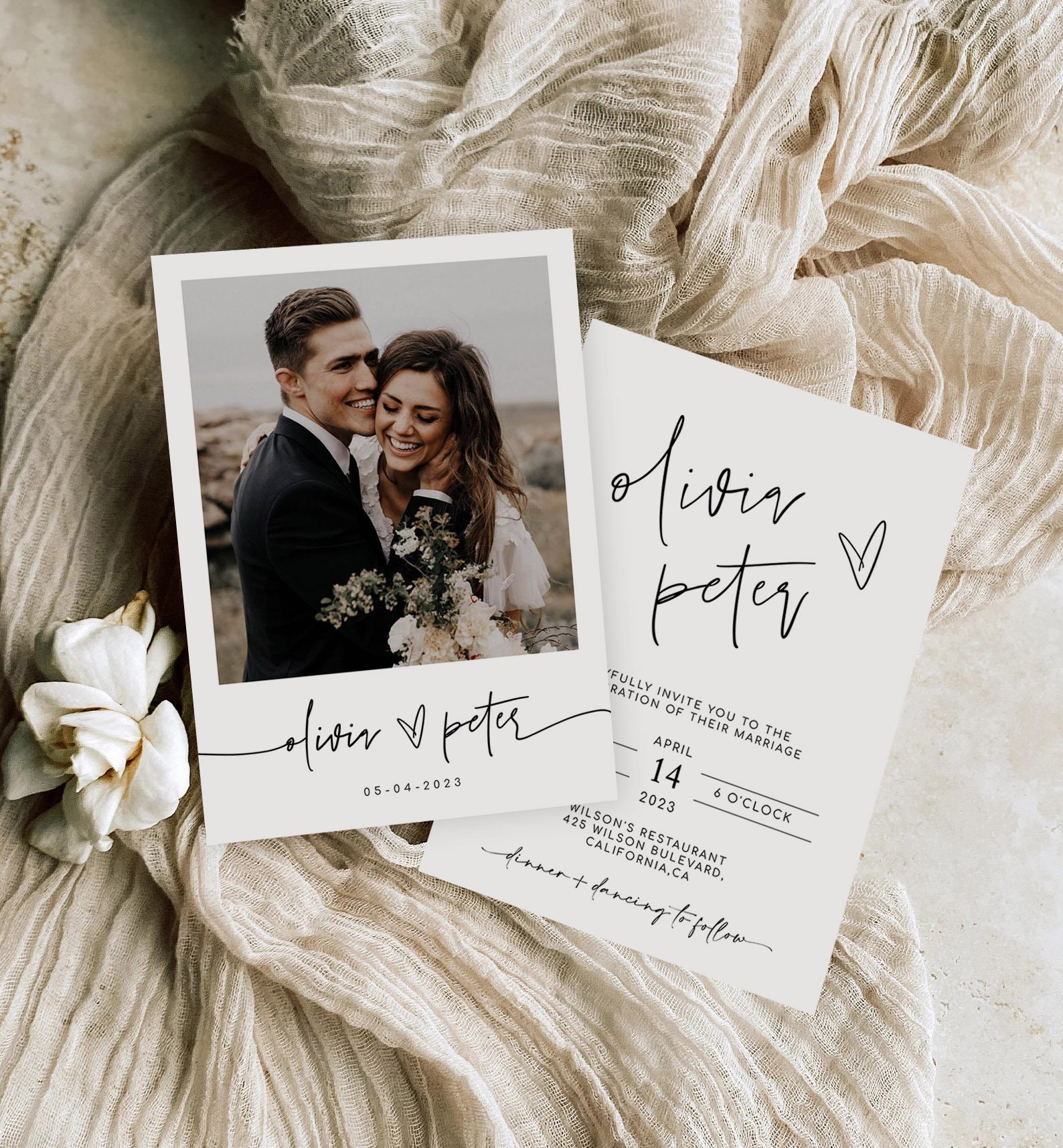 Minimal Wedding Invitation Template Editable Photo Wedding - Etsy