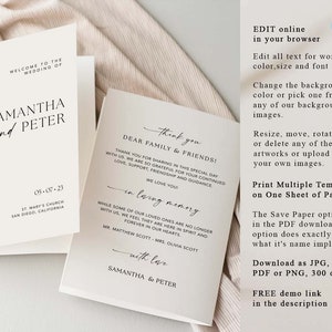 Foldable Wedding Program Template: Modern Minimalist Design (digital ...