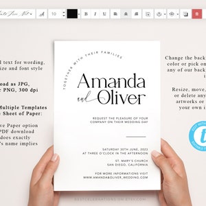 Minimalist Wedding Invitation Template: Simple Elegant Design ...