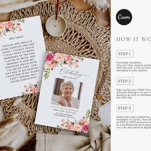 Pink Floral Funeral Program Template: Celebration of Life (canva ...