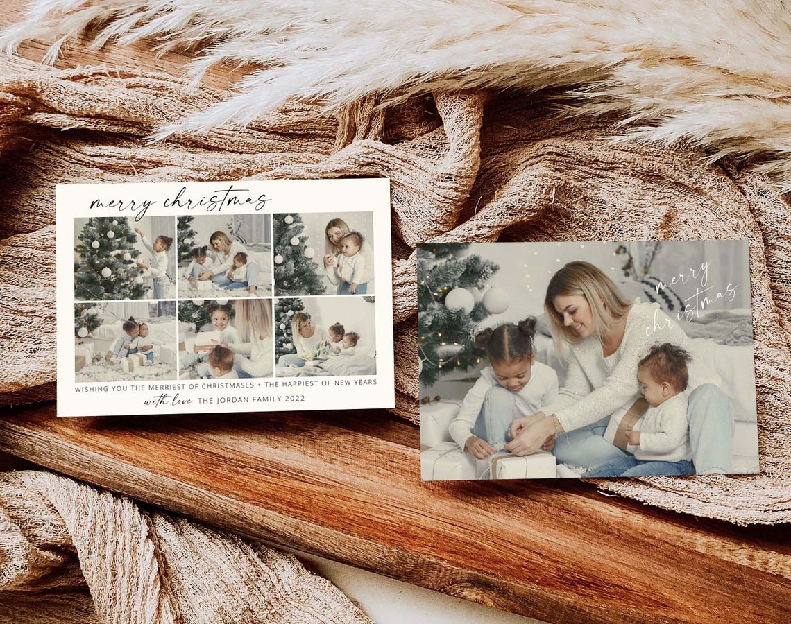 Photo Christmas Card Template Printable Modern Christmas - Etsy
