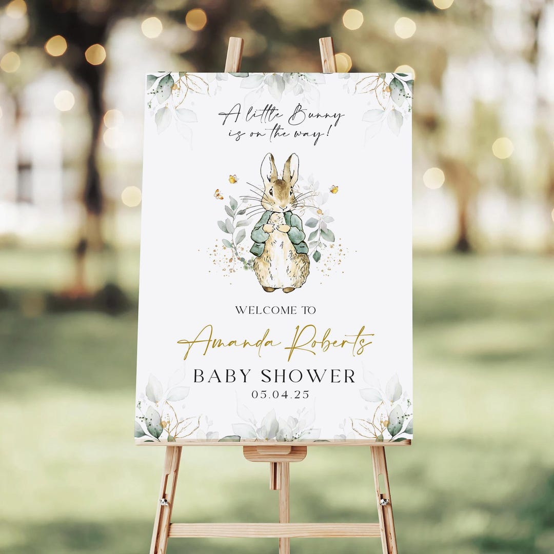 Peter Rabbit Baby Shower Welcome Sign Gender Neutral Baby Shower Sign ...