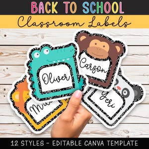 Editable Animal Classroom Labels: Back to School Canva Template ...