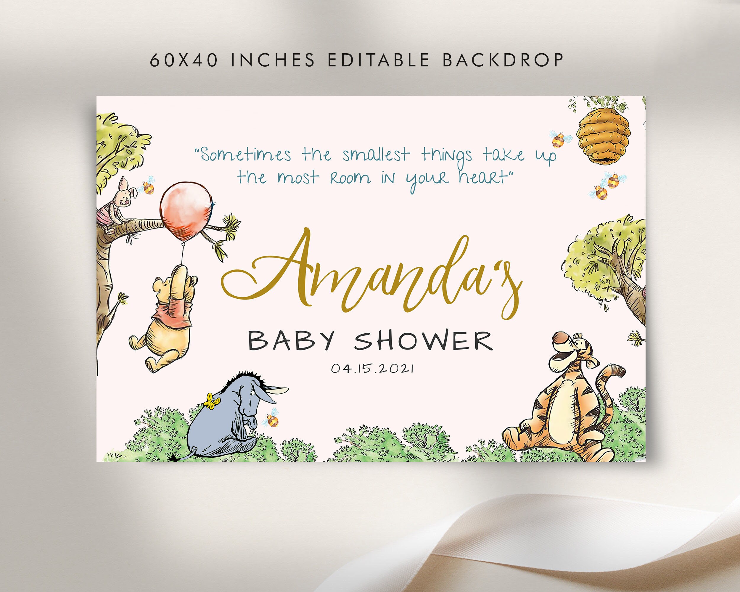 Winnie The Pooh Backdrop 60x40 Inches Classic Winnie The Pooh | Etsy