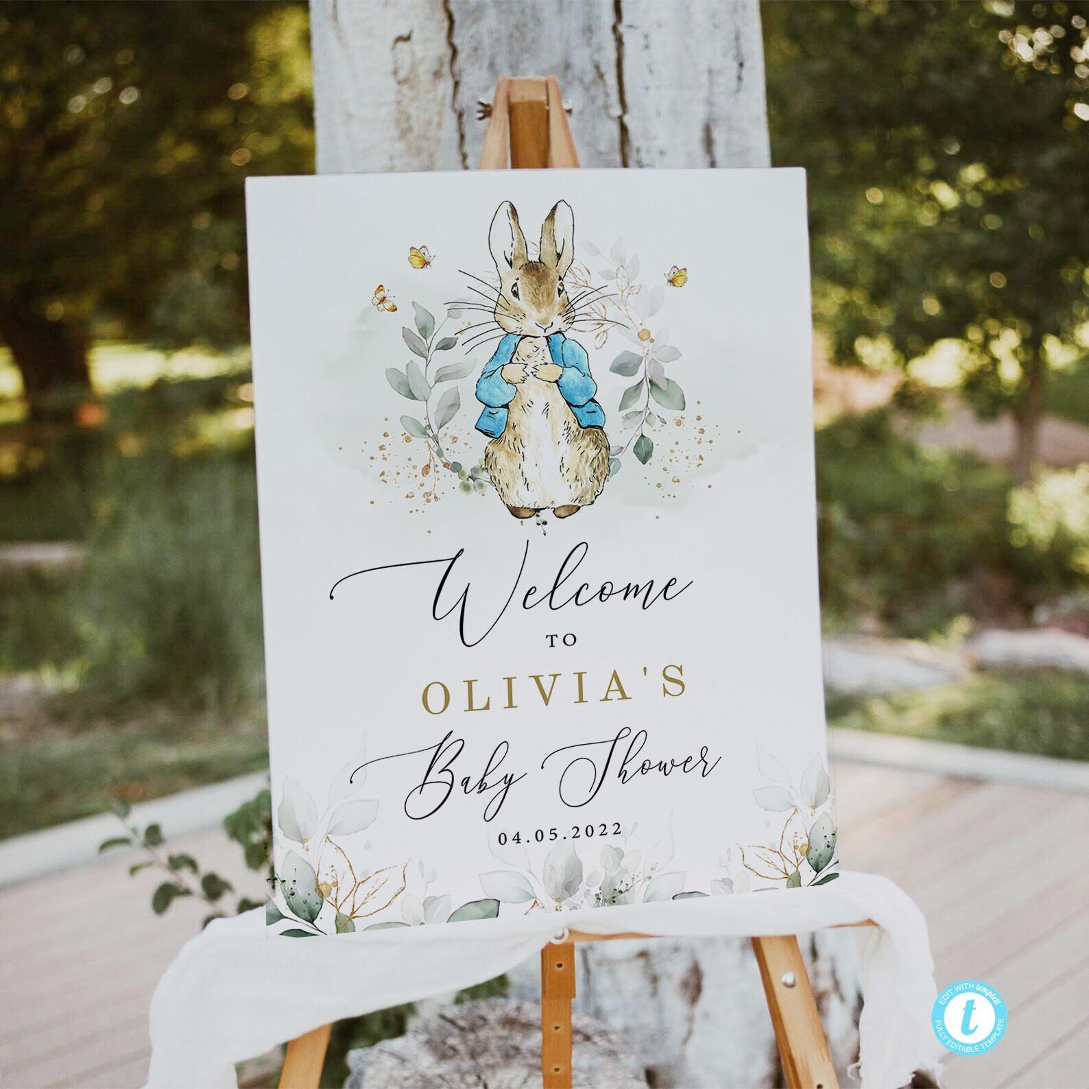 Peter Rabbit Baby Shower Welcome Sign Editable Baby Shower - Etsy