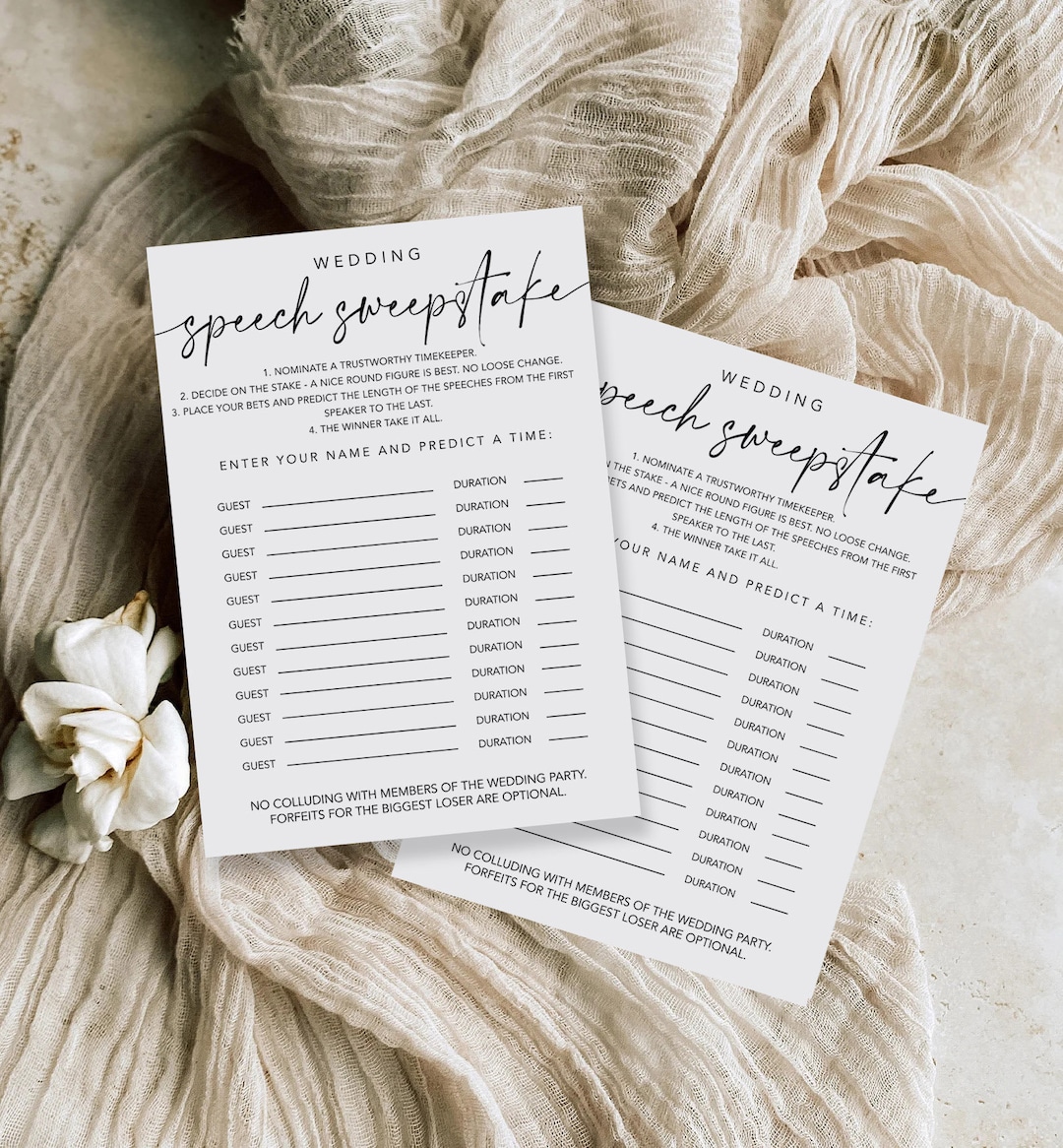 Wedding Speech Sweepstake, Wedding Speeches Games, Wedding Reception ...