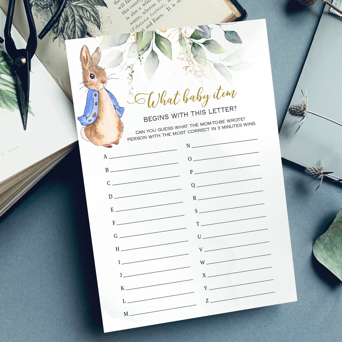 Peter Rabbit Baby Shower Game A to Z Baby Shower Game What - Etsy Canada